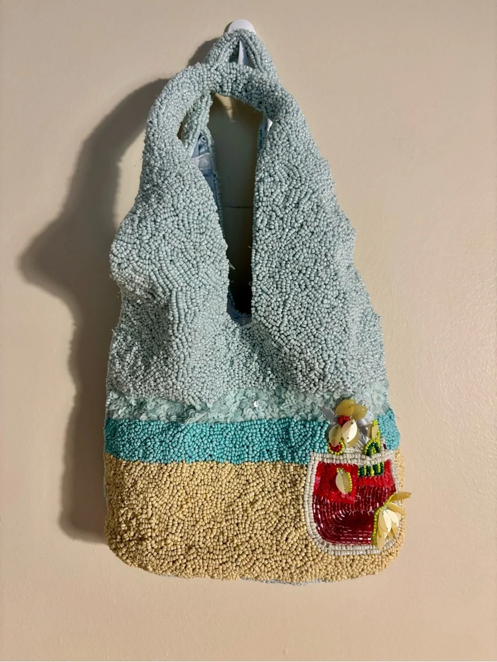 Bags | Nwt Viral Beaded Bag Handcrafted Beach Scene Pattern Tote Bag ...